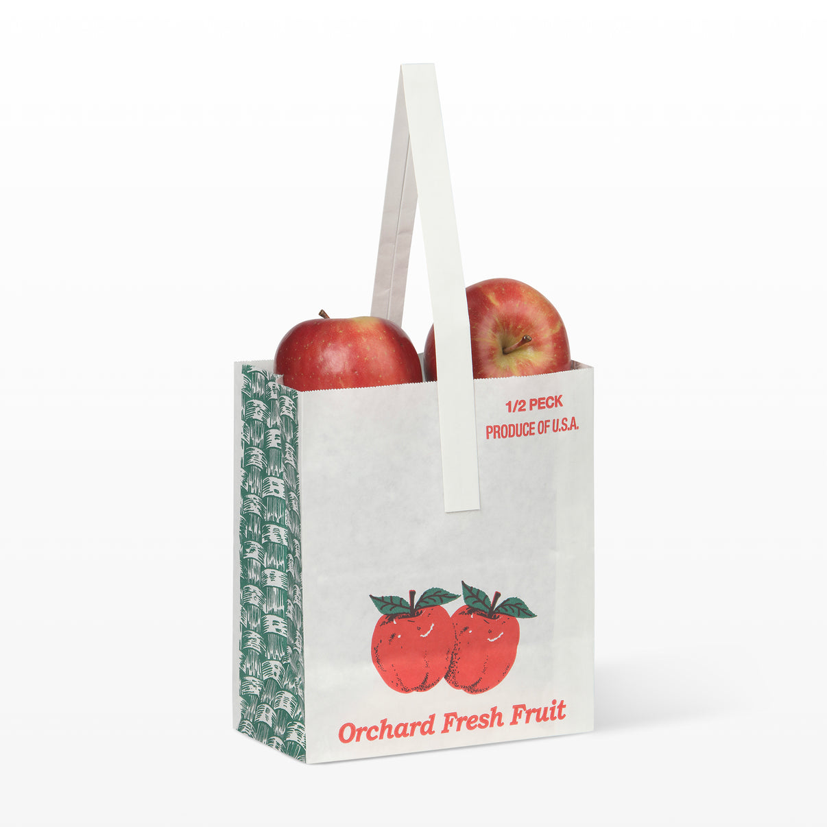 1/2 Peck White Paper Apple Tote Bag | 1/2 Peck Apple Bags